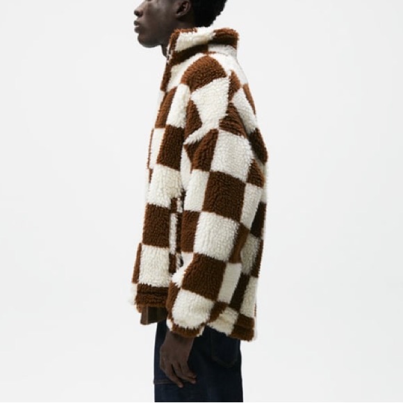 Zara | Jackets & Coats | Zara Men Combination Checkered Plaid Fleece ...